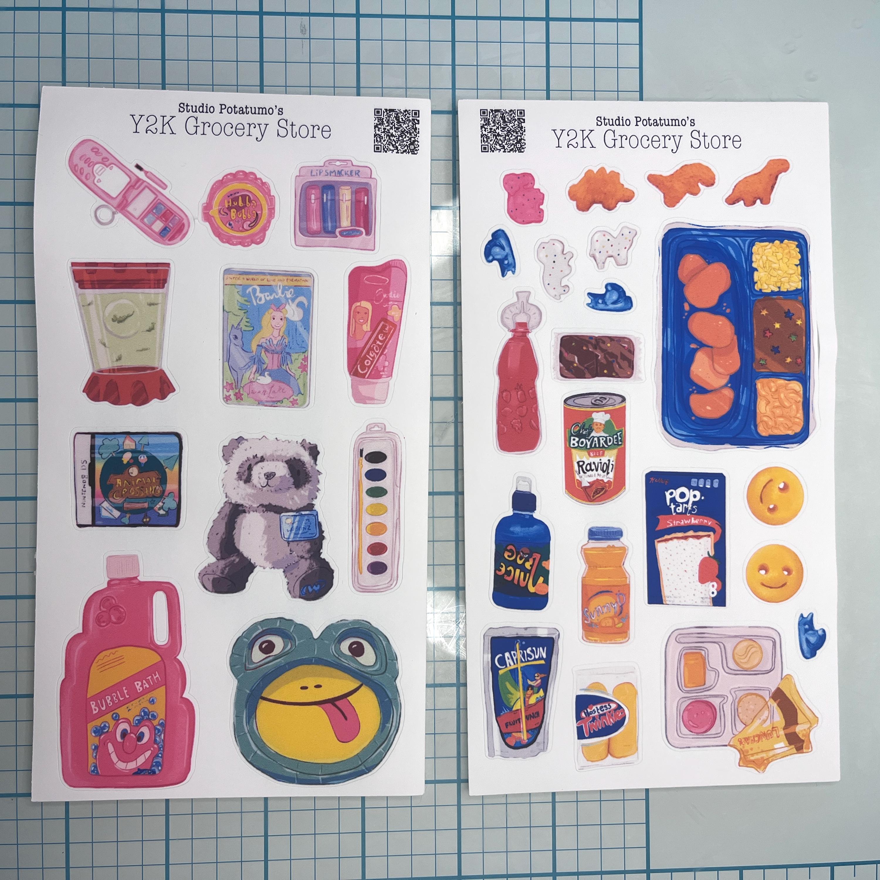 Y2K GROCERY HAUL 32 Mini Handmade Stickers 2000's Nostalgia Sticker ...