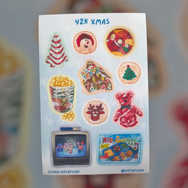 Y2K Christmas Nostalgia Sticker Sheet | 2000s Holiday Snacks & Retro ...