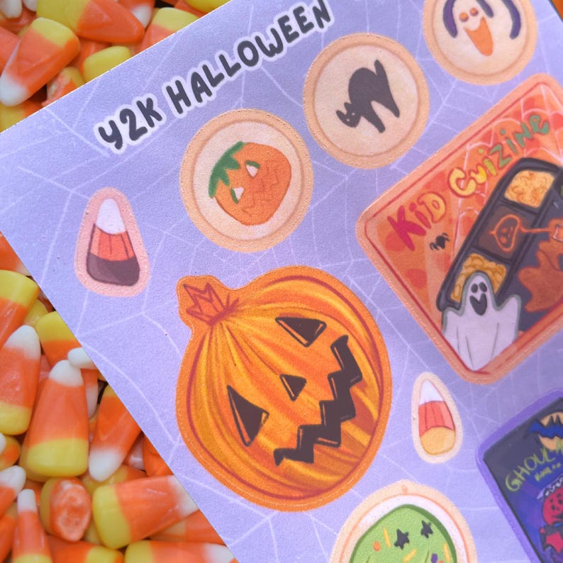 Y2K Halloween Nostalgia Sticker Sheet | 2000s Spooky Snacks & Retro ...