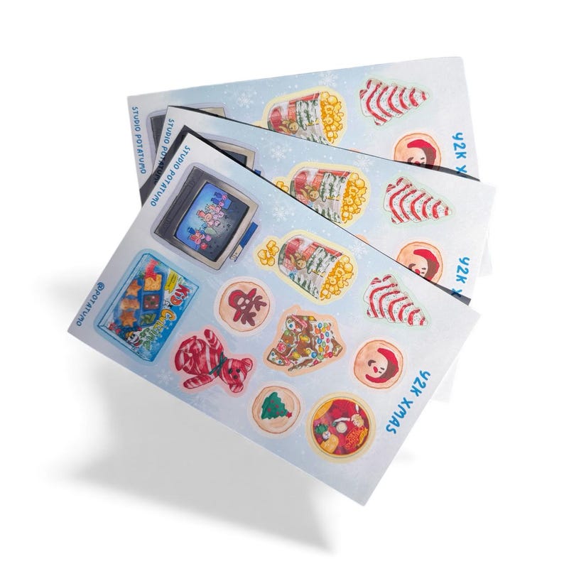 Y2K Christmas Nostalgia Sticker Sheet | 2000s Holiday Snacks & Retro ...