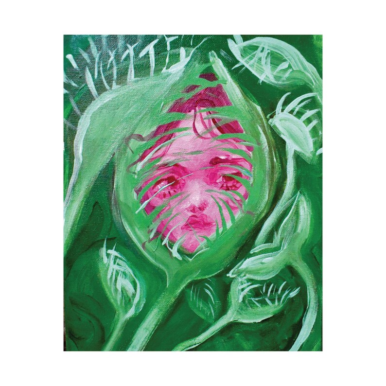Venus Flytrap Face Art Print Surreal Botanical Fantasy Wall Art Unique ...