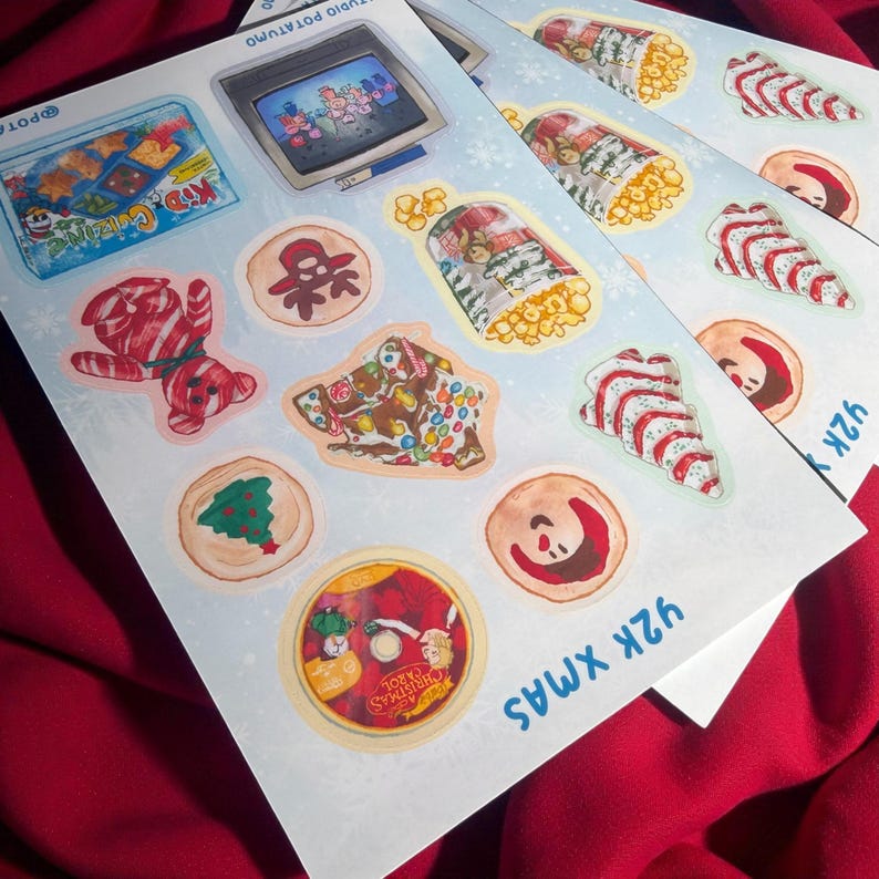 Y2K Christmas Nostalgia Sticker Sheet | 2000s Holiday Snacks & Retro ...