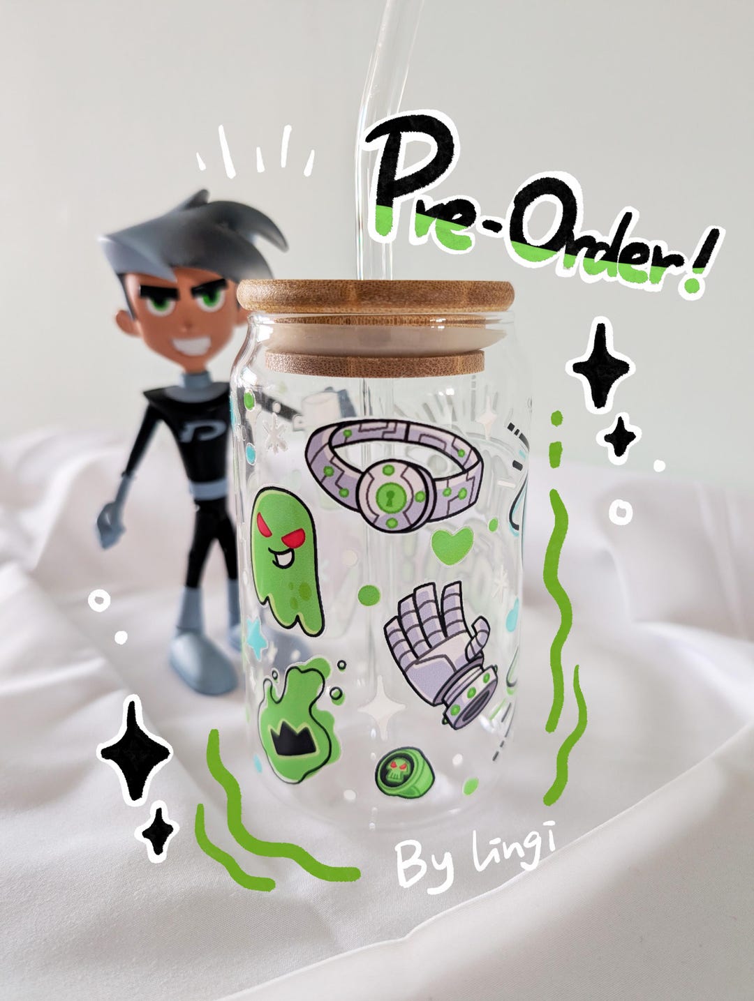Pre-order | GOING GHOST Danny Phantom Glass Cup, Can Glass With Bamboo ...