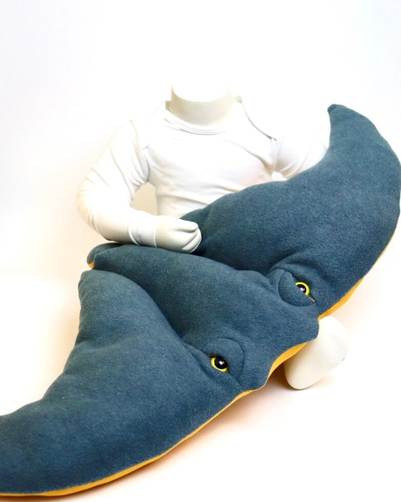 Manta Ray knuffel & kussen biologisch katoen grijsblauw - Etsy Nederland