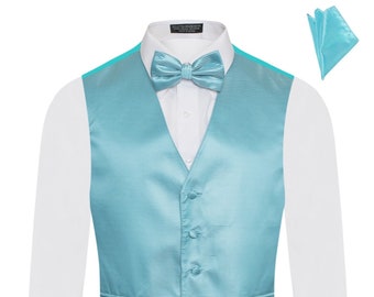 Men's Premium Vertical Lines Tone on Tone Stripes Vest Necktie Bow Tie ...