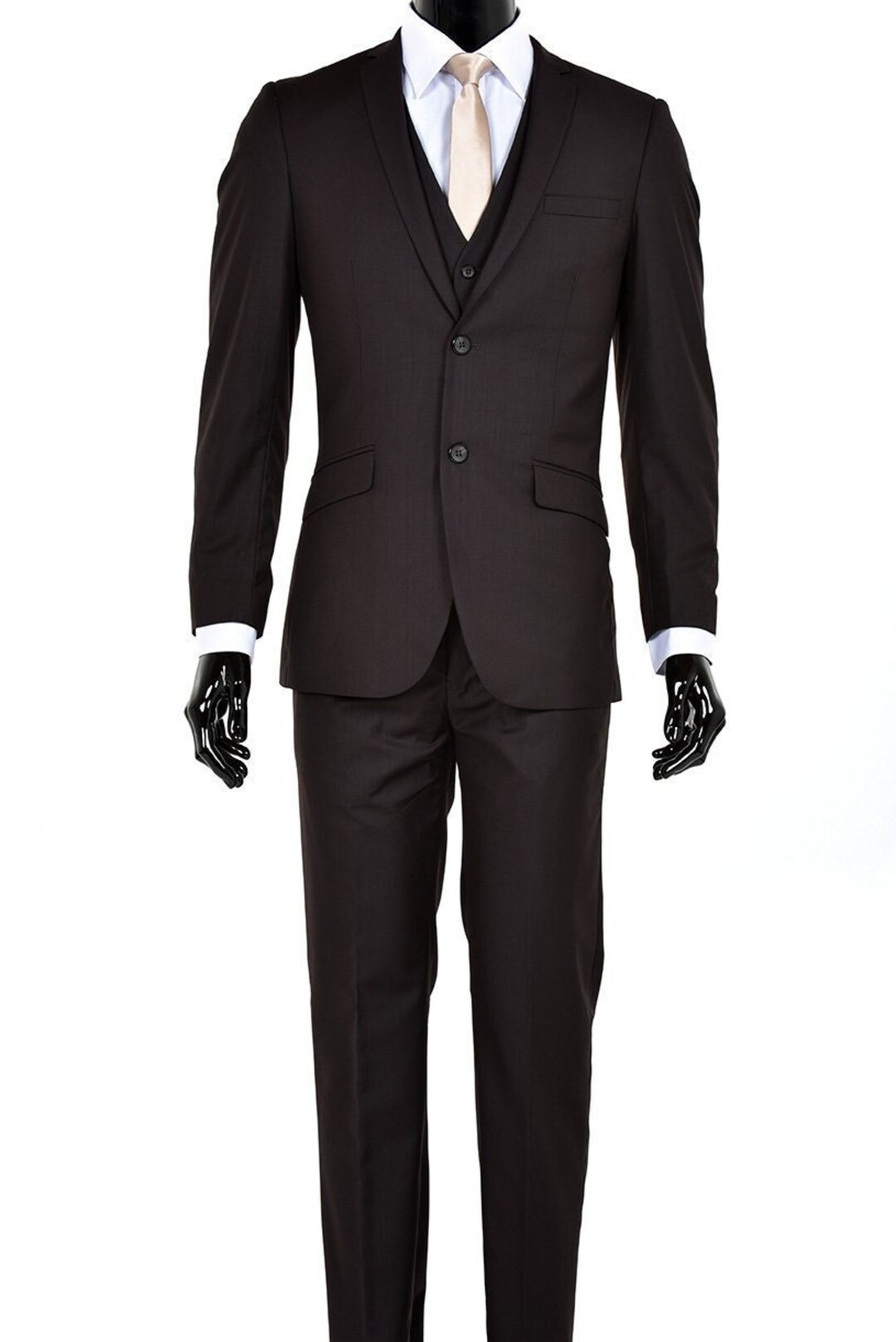 Men's Premium Slim Fit Brown Three Piece Two Button Suit - Etsy