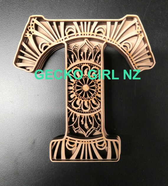 3D 5 Layer Letter T Mandala Paper/laser Cut Digital Download - Etsy