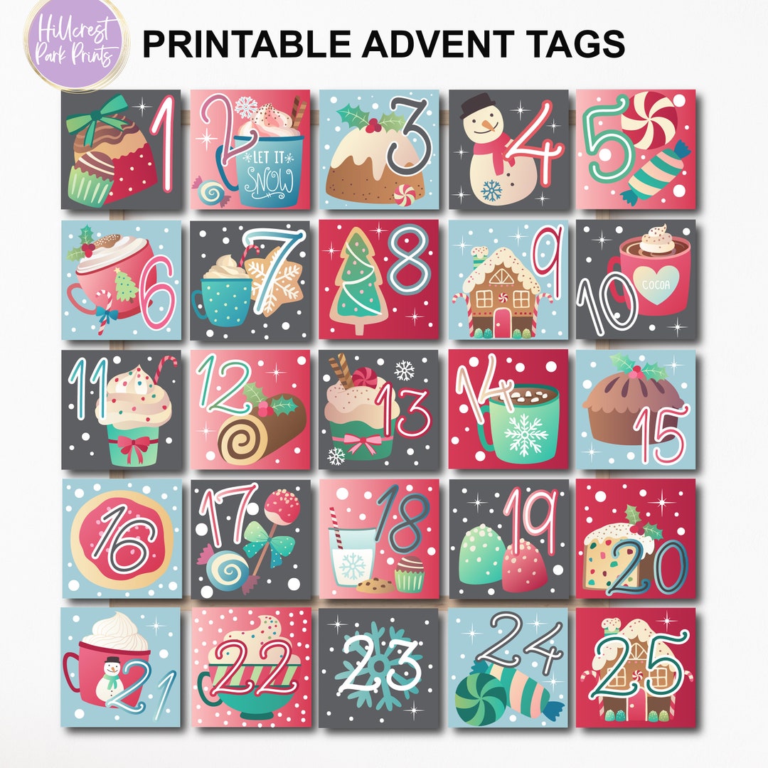 Advent Calendar PDF, Christmas Countdown Calendar, PRINTABLE Christmas ...