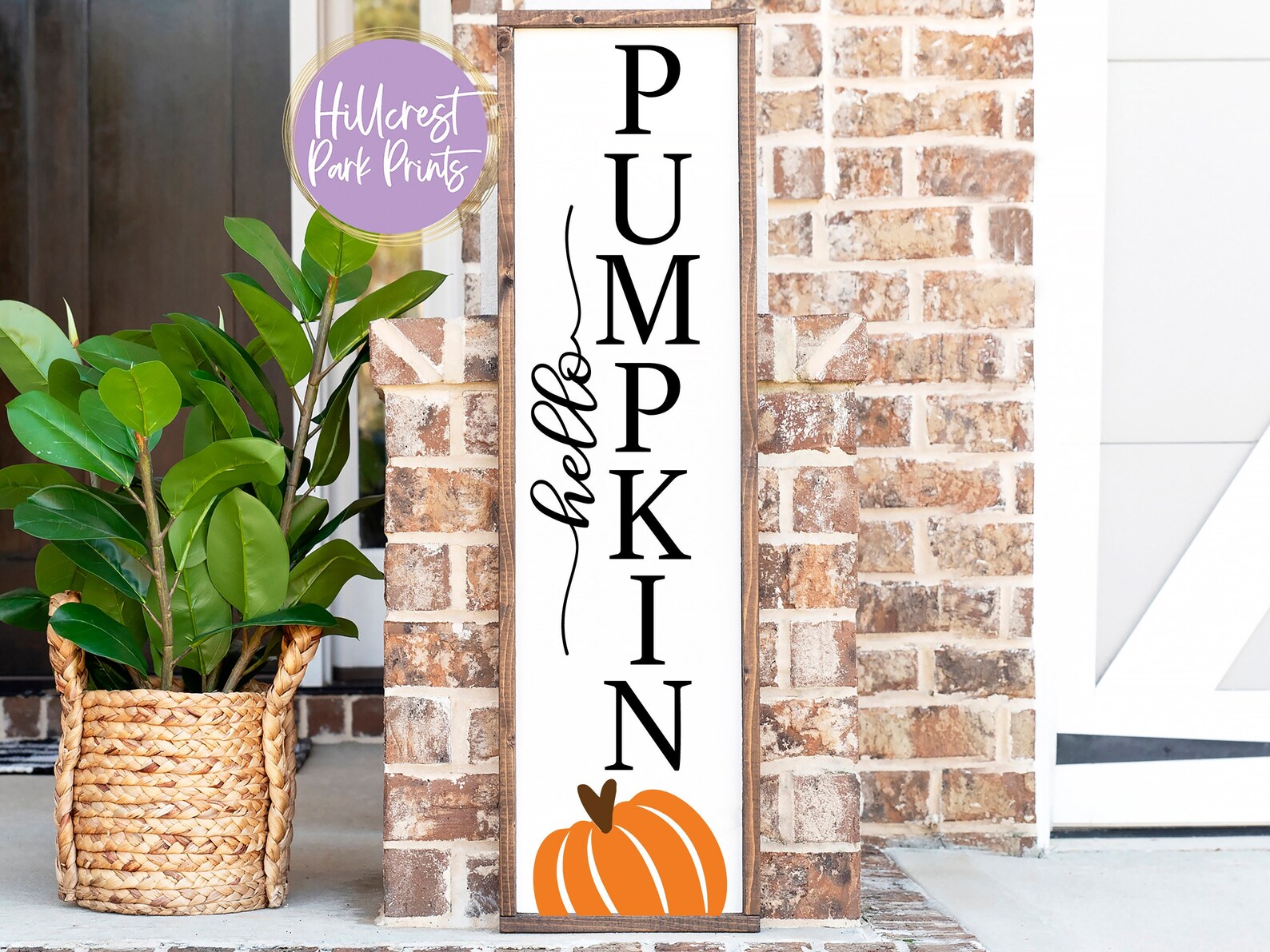 Hello Pumpkin SVG, PNG, DXF, Fall Vertical Porch Sign, for Cricut or ...