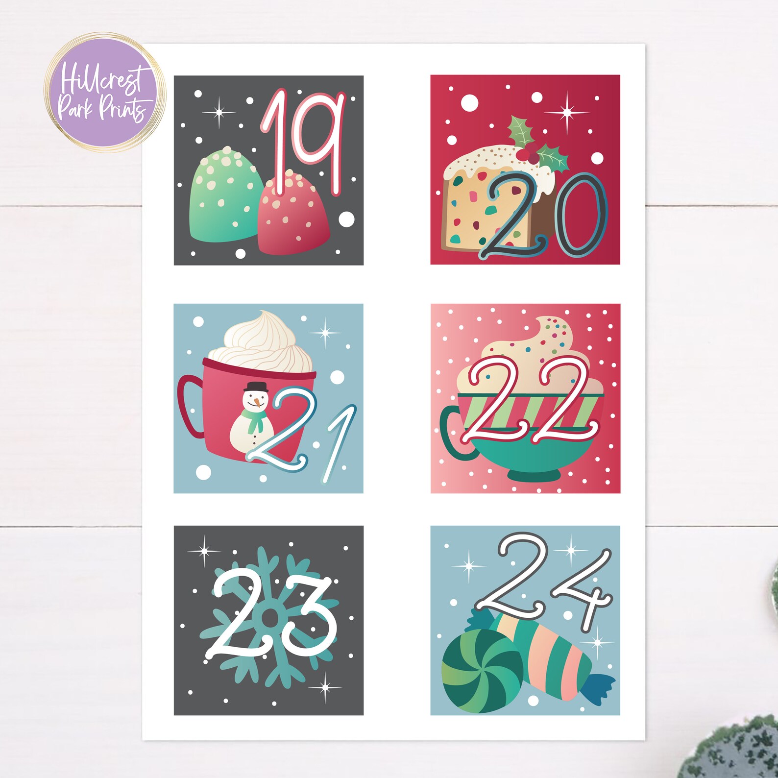 Advent Calendar PDF, Christmas Countdown Calendar, PRINTABLE Christmas ...
