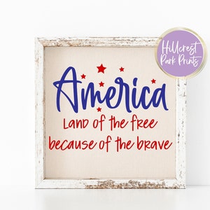 America Land of the Free Because of the Brave SVG, PNG, DXF, 4th of ...