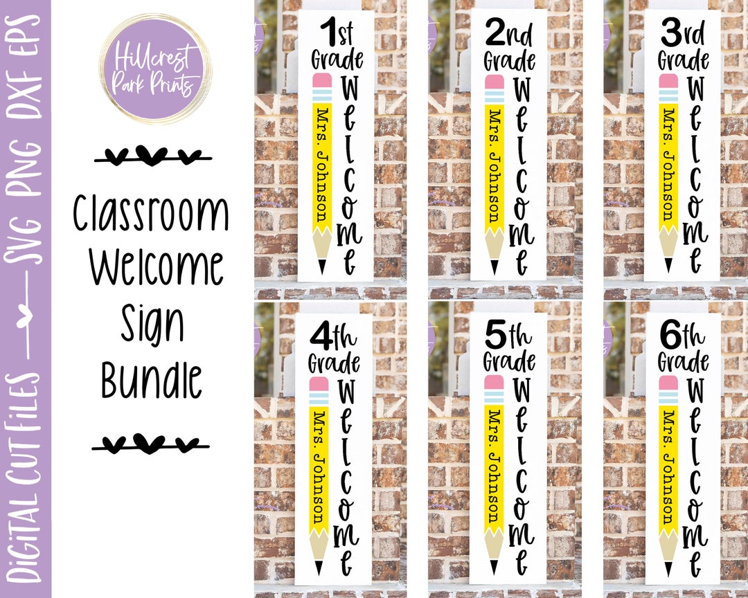 Classroom Welcome Sign Bundle SVG, Classroom Sign Svg, Back to School ...
