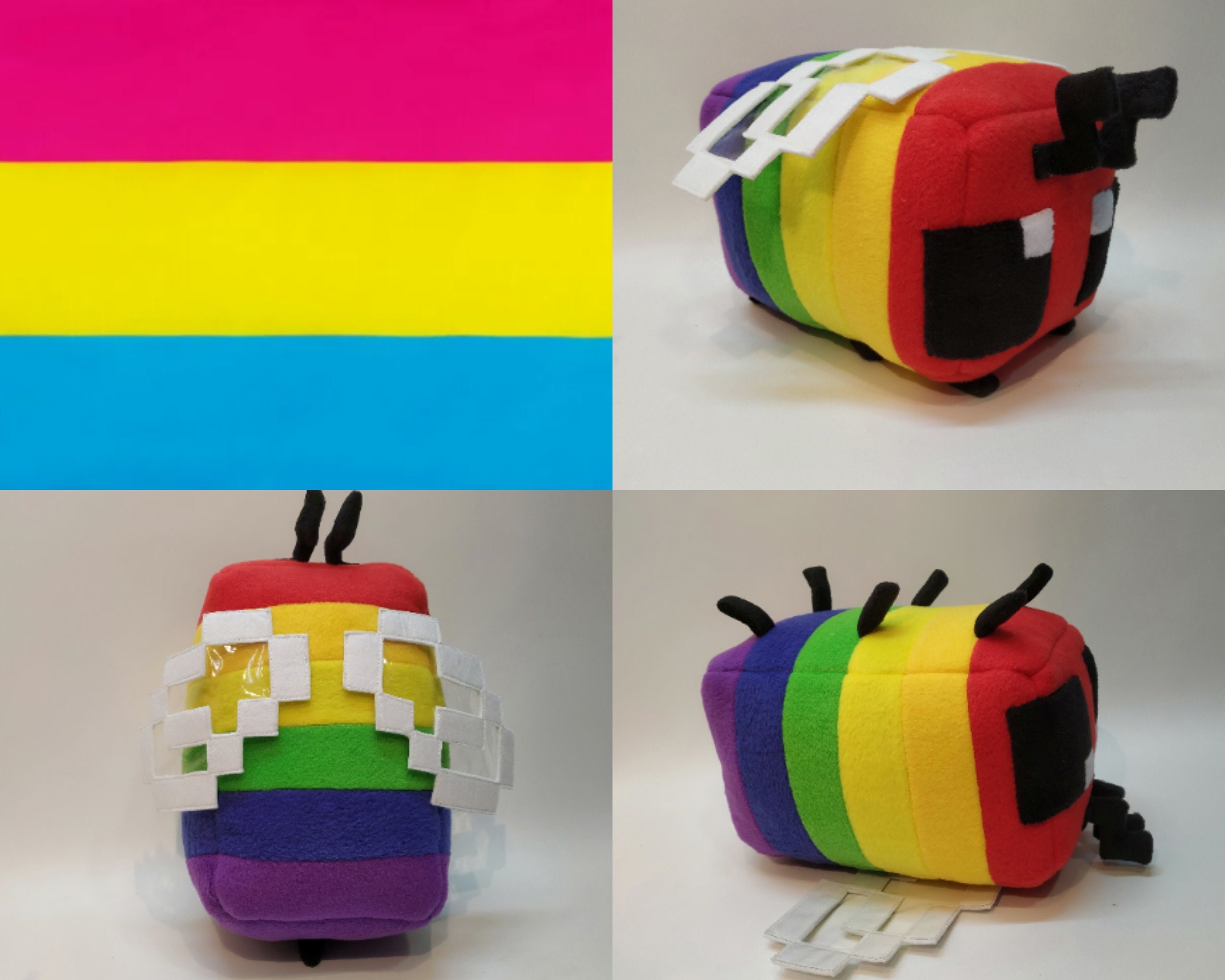 Pansexual Flag Bee LGBTQ Flags Bee Plush Home Toy Decor LGBTQ Bee Plush ...