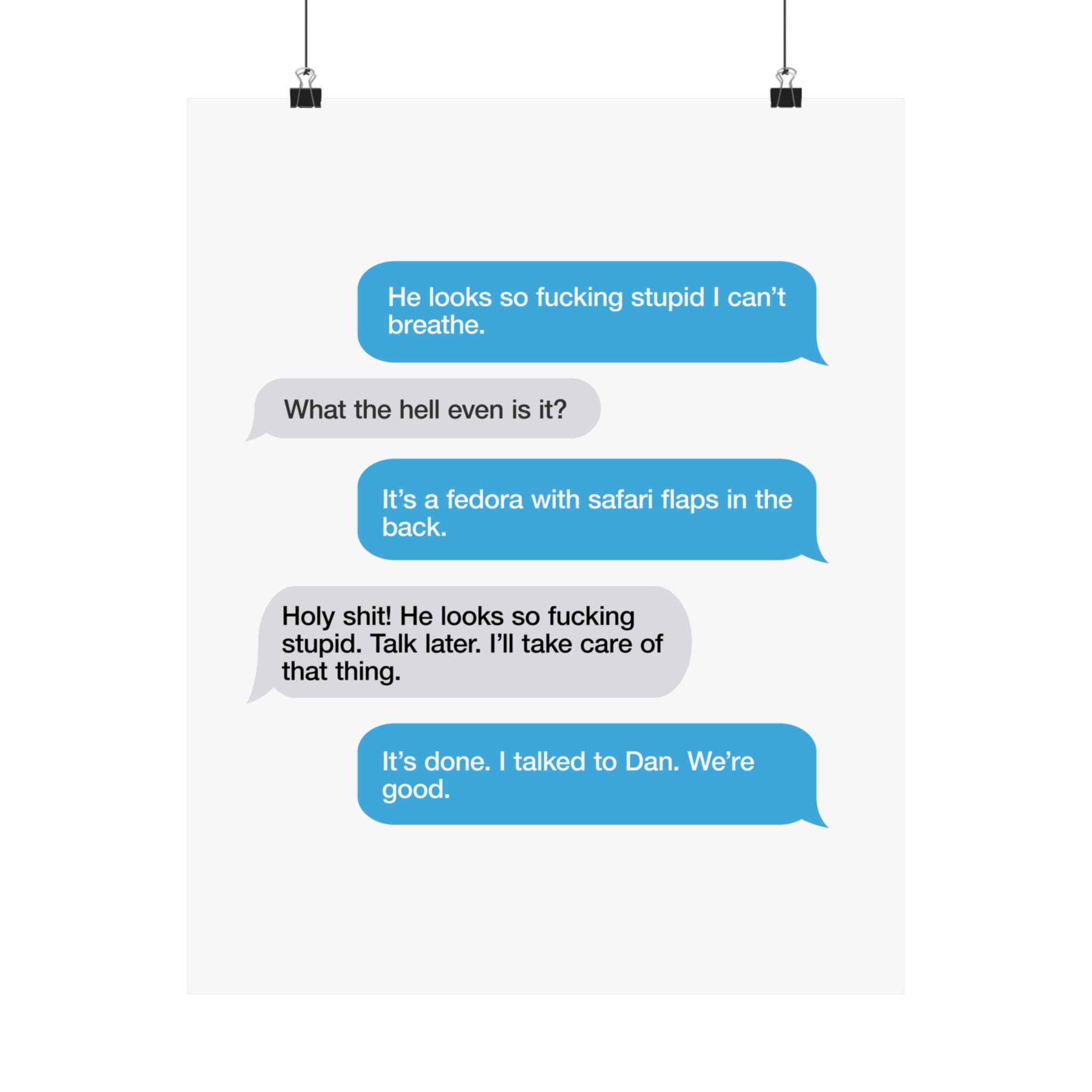 Brian's Hat Text Fedora With Safari Flaps ITYSL Gifts Premium Matte ...