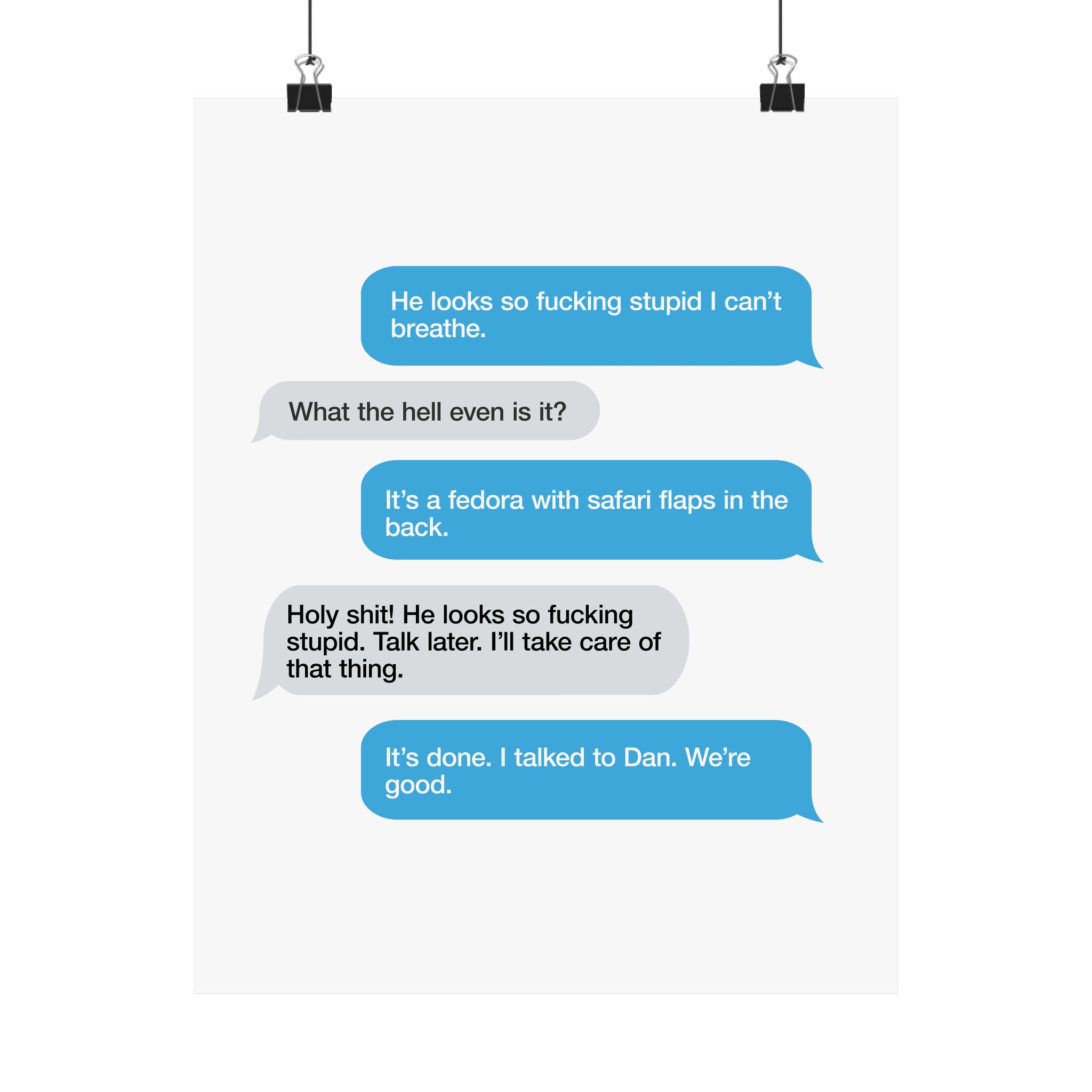 Brian's Hat Text Fedora With Safari Flaps ITYSL Gifts Premium Matte ...