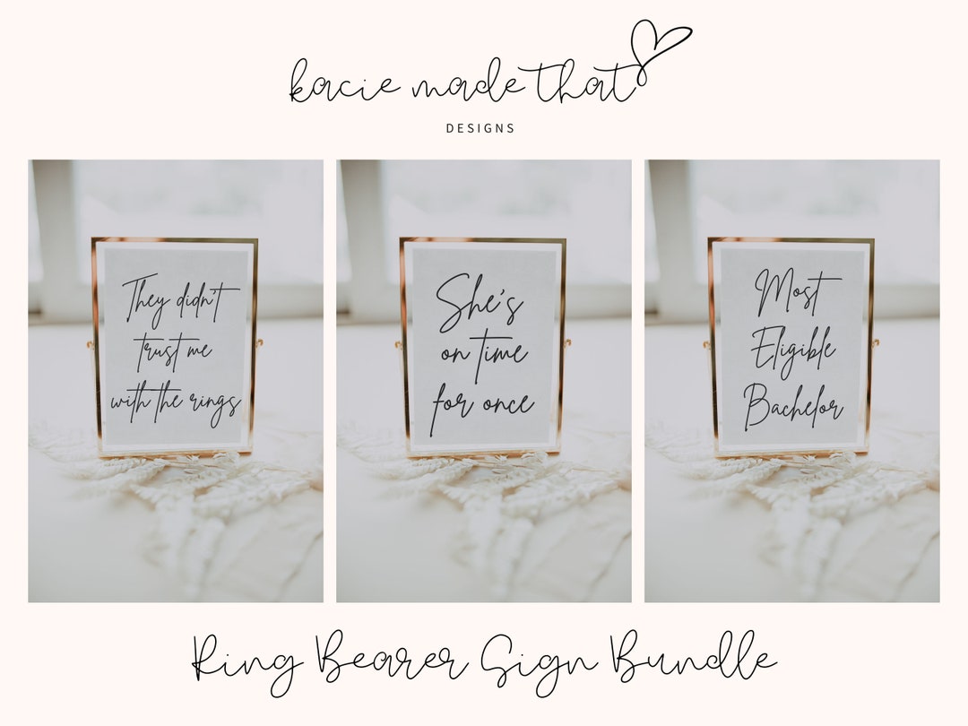 Set of 3 Ring Bearer Wedding Signs, Wedding Sign Bundle, Modern Wedding ...