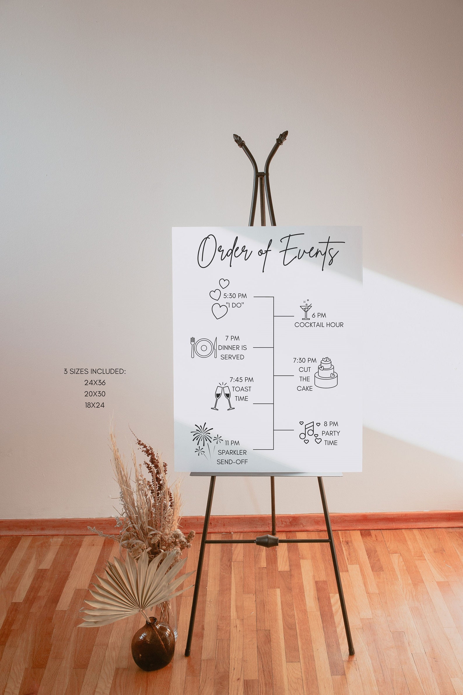 Wedding Order of Events Sign, Wedding Day Details Template, Wedding ...