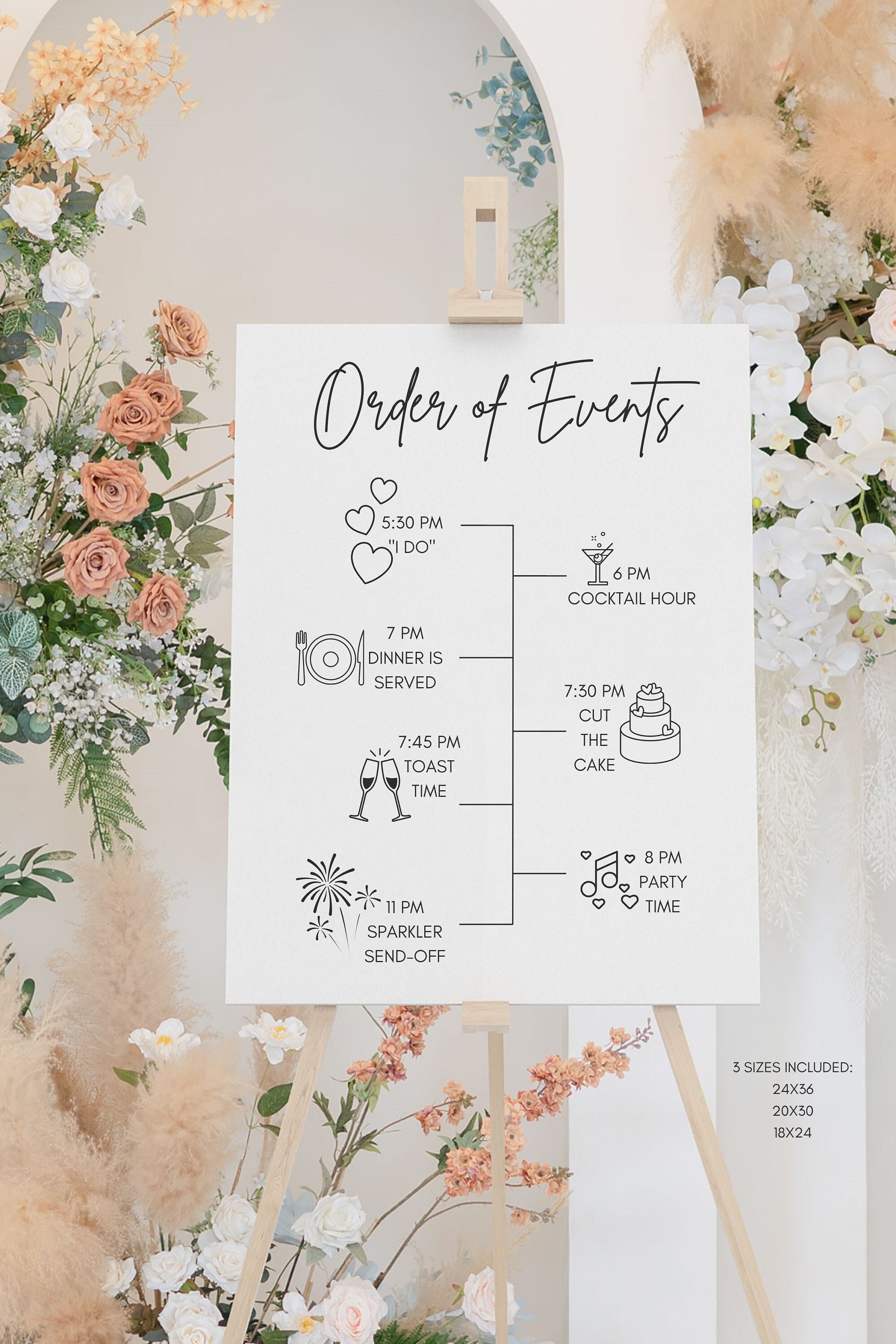 Wedding Order of Events Sign, Wedding Day Details Template, Wedding ...