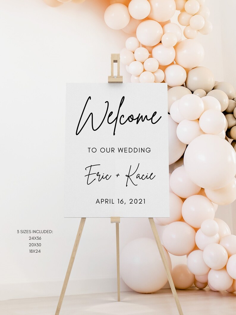 Wedding Welcome Sign Template, Printable Welcome Sign Wedding, Script ...