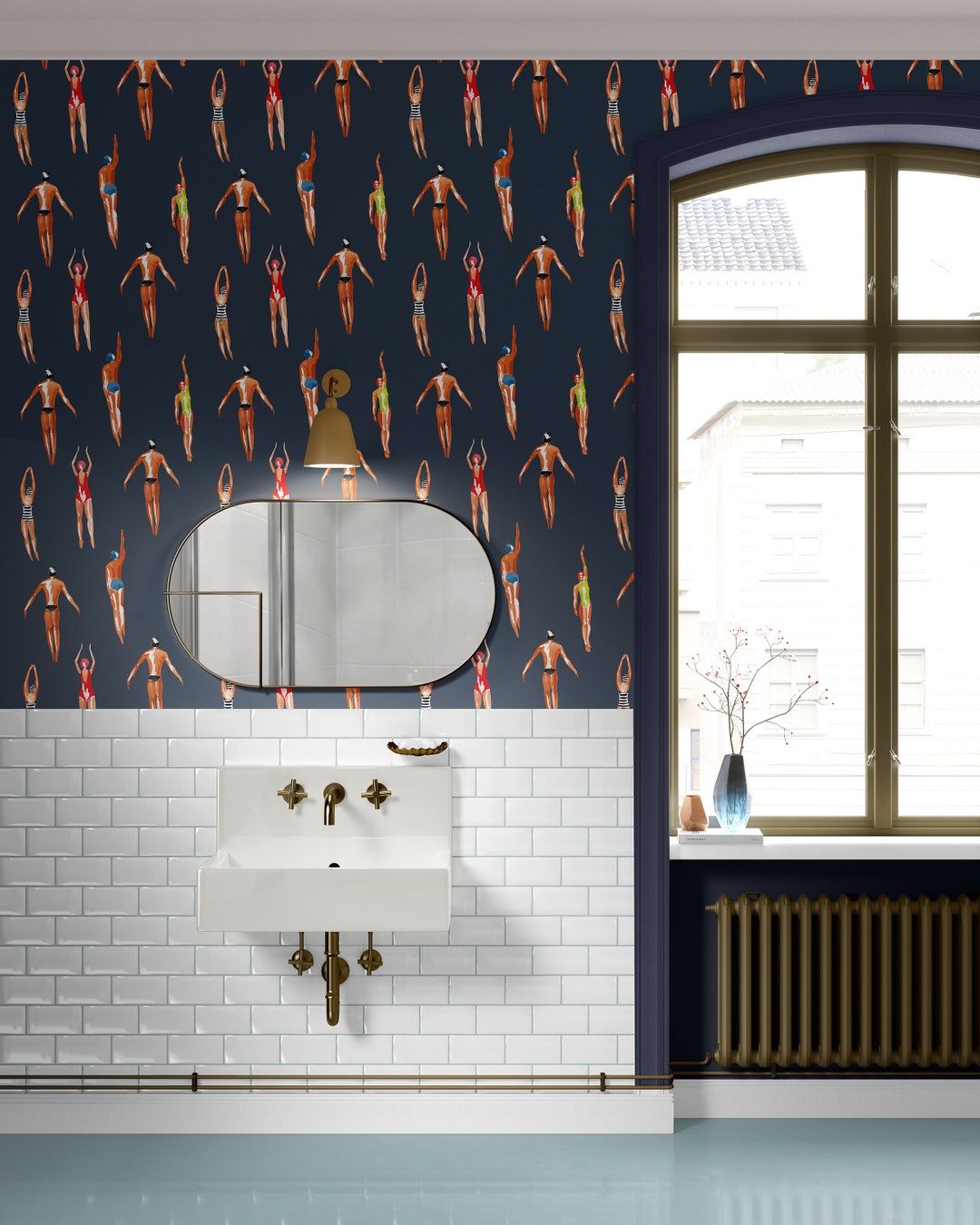 Swimmers Wallpaper, Divers, Swimming and Water Peel and Stick Wallpaper ...