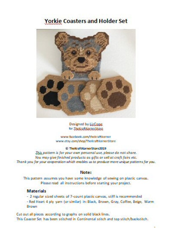 Pdf PATTERN Yorkie Coaster & Holder Set Pdf Download | Etsy