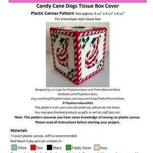 Pdf PATTERN - Candy Cane Dogs Tissue Box Cover - Pdf Download for 7 ...
