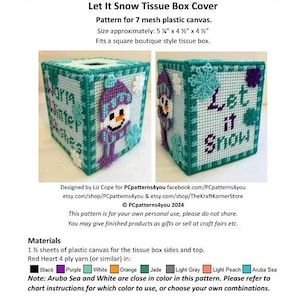 Pdf PATTERN - Let It Snow Tissue Box Cover - Pdf Download for 7 Mesh ...