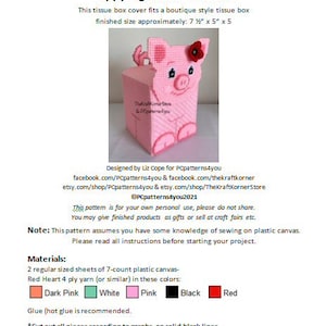 Pdf PATTERN - Poppy Pig Tissue Box Cover - Pdf Download for 7 Mesh ...
