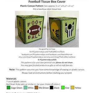 Pdf PATTERN - Football Tissue Box Cover - Pdf Download for 7 Mesh ...