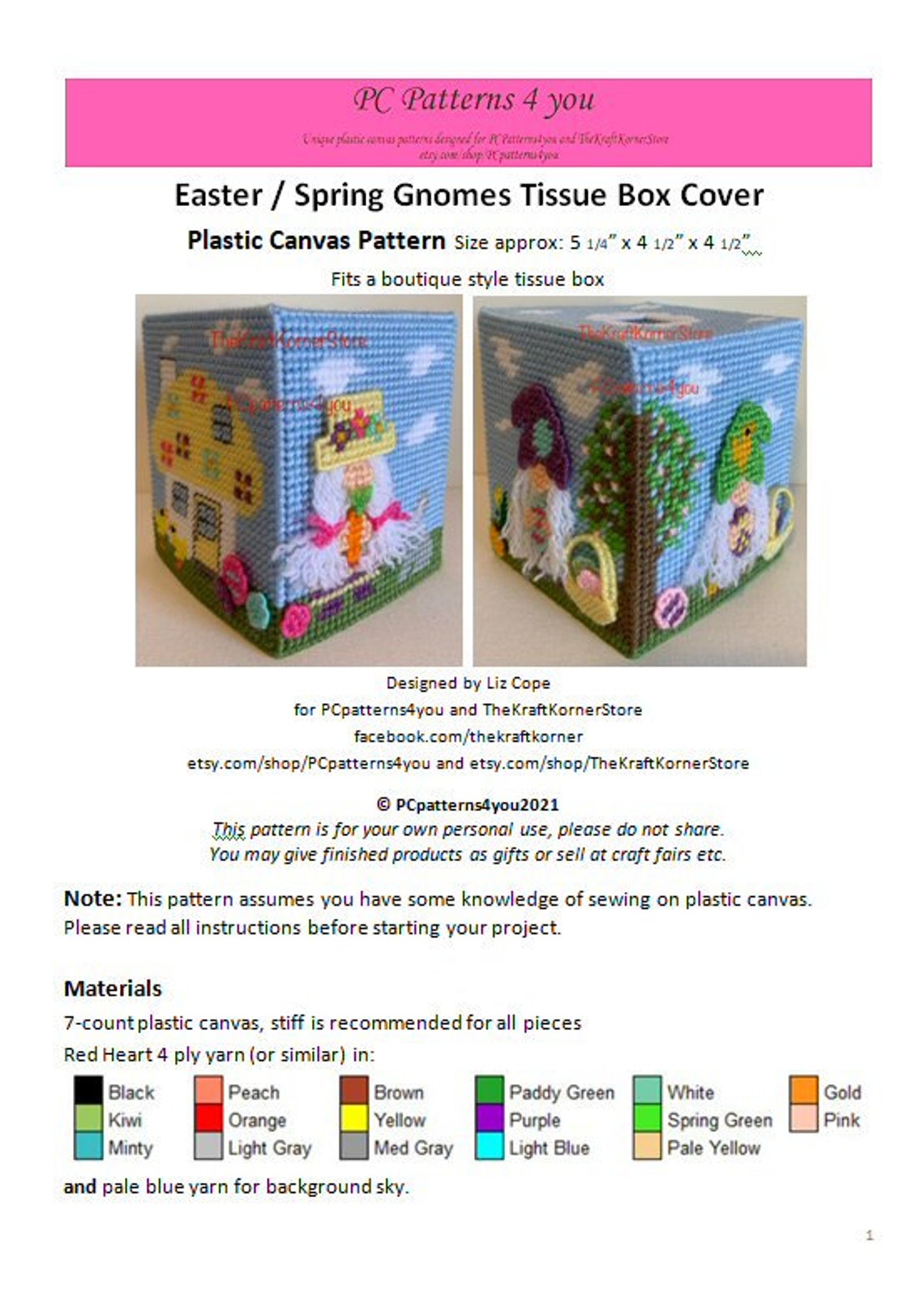 Pdf PATTERN Easter/spring Gnomes Tissue Box Cover Pdf - Etsy