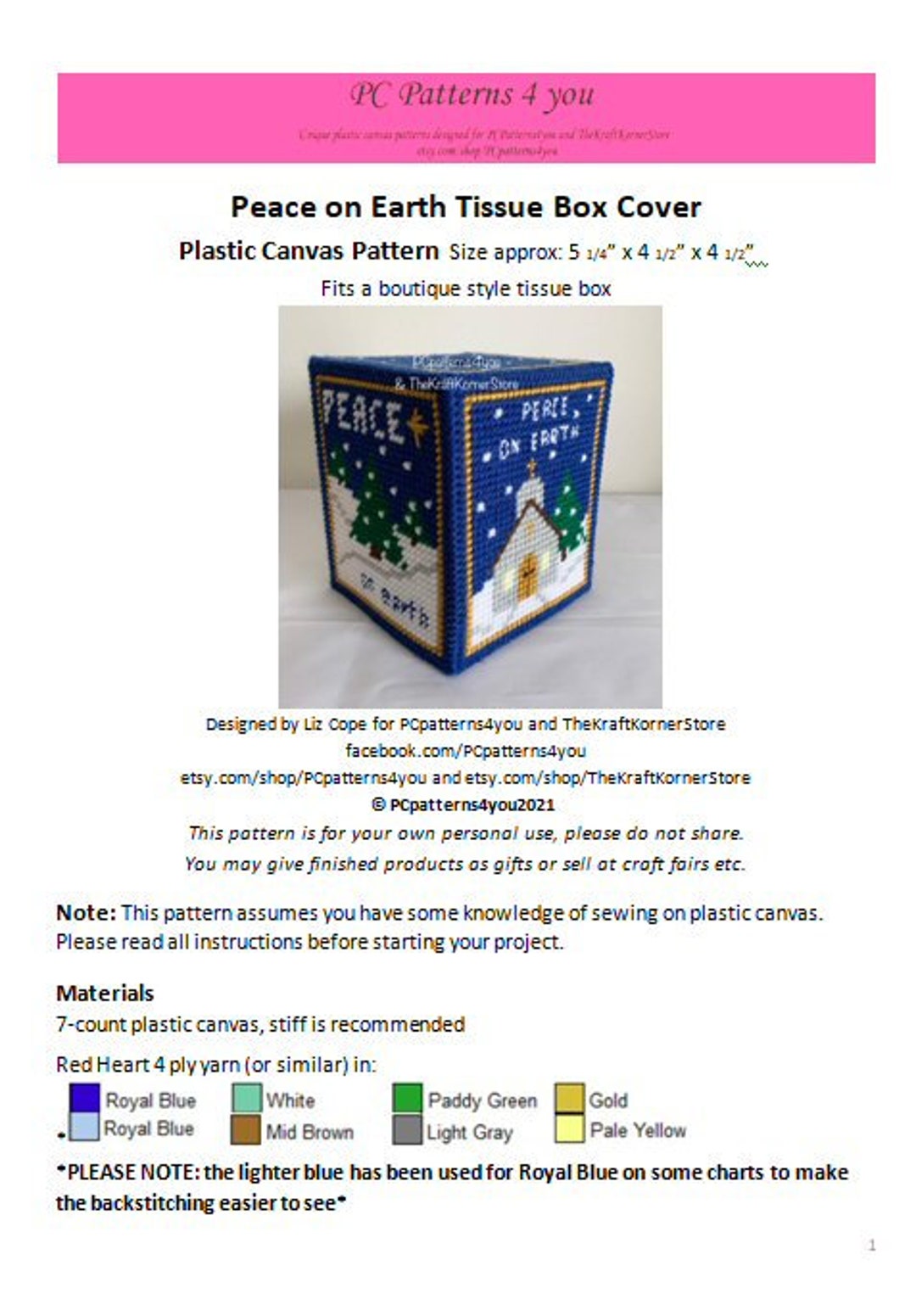 Pdf PATTERN -peace on Earth Tissue Box Cover - Pdf Download for 7 Mesh ...