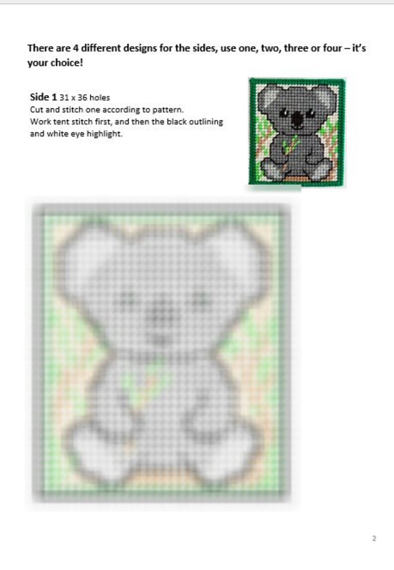 Pdf PATTERN - Koala Tissue Box Cover - Pdf Download for 7 Mesh Plastic ...