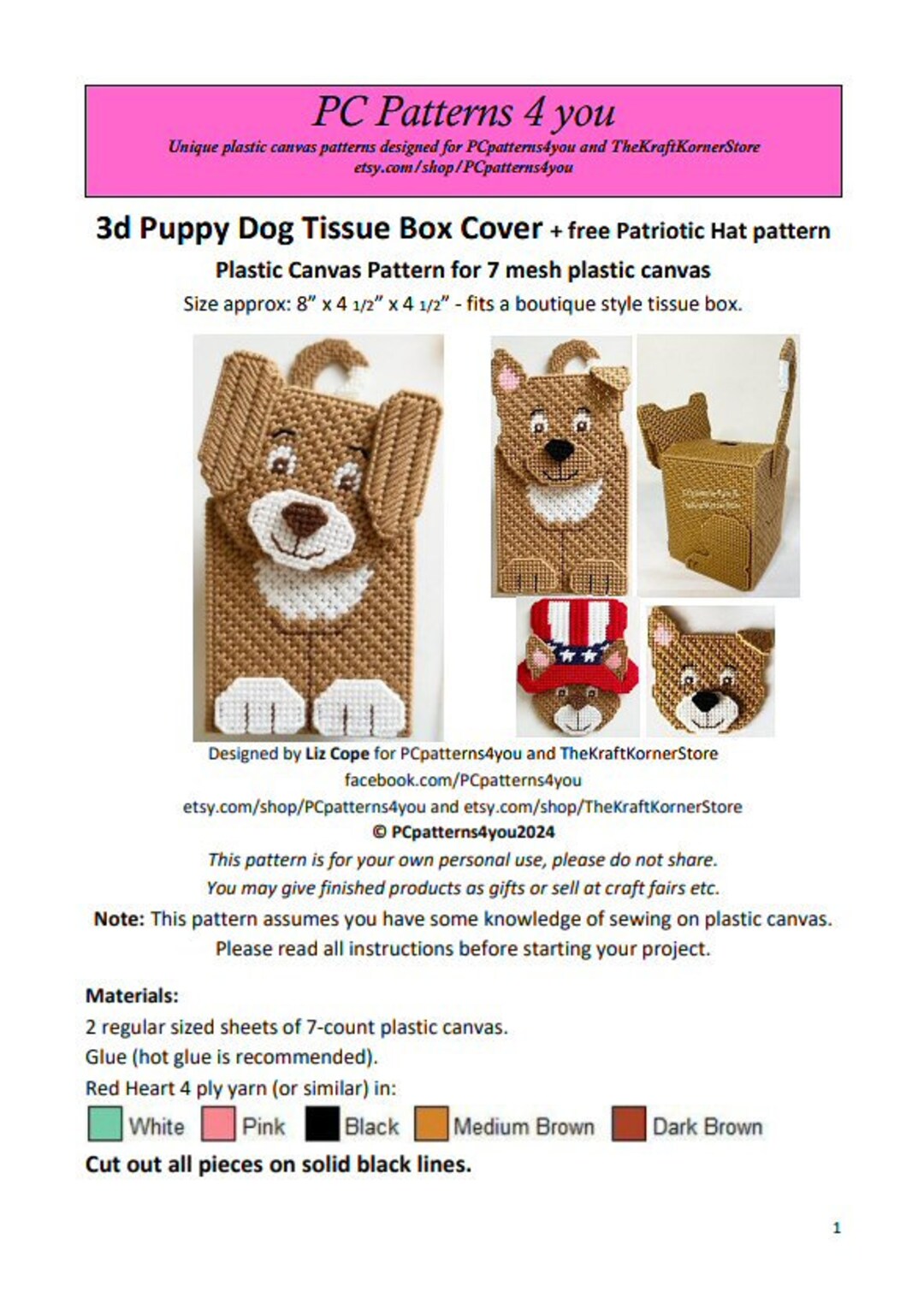 Pdf PATTERN - 3d Puppy Dog Tissue Box Cover - Pdf Download - Etsy