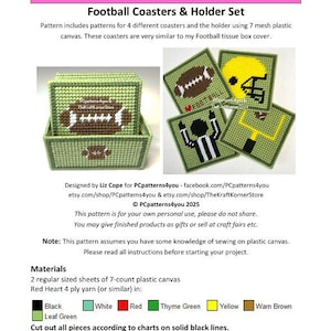 Pdf PATTERN - Football Coasters and Holder Set - Pdf Download for 7 ...