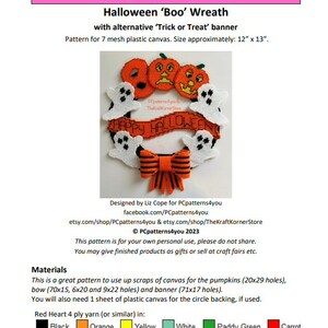 Pdf PATTERN - Halloween Boo Wreath - Pdf Download for 7 Mesh Plastic ...