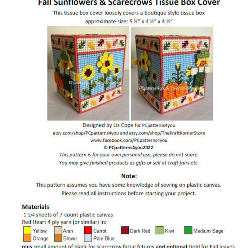Autumn Plastic Canvas Tissue Boxes - Etsy