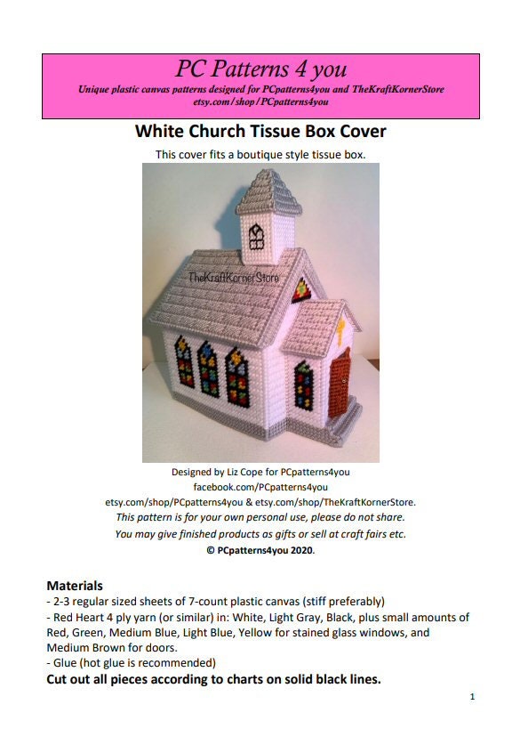 Pdf PATTERN - White Church Tissue Box Cover - Pdf Download - Etsy