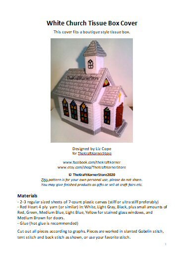 Pdf PATTERN White Church Tissue Box Cover Pdf Download - Etsy