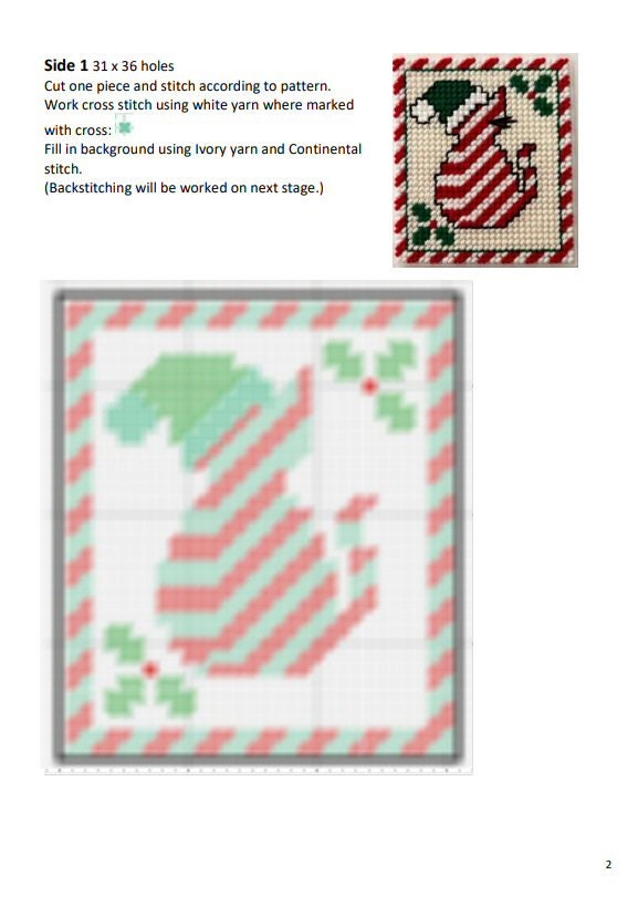 Pdf PATTERN - Candy Cane Cats Tissue Box Cover - Pdf Download for 7 ...
