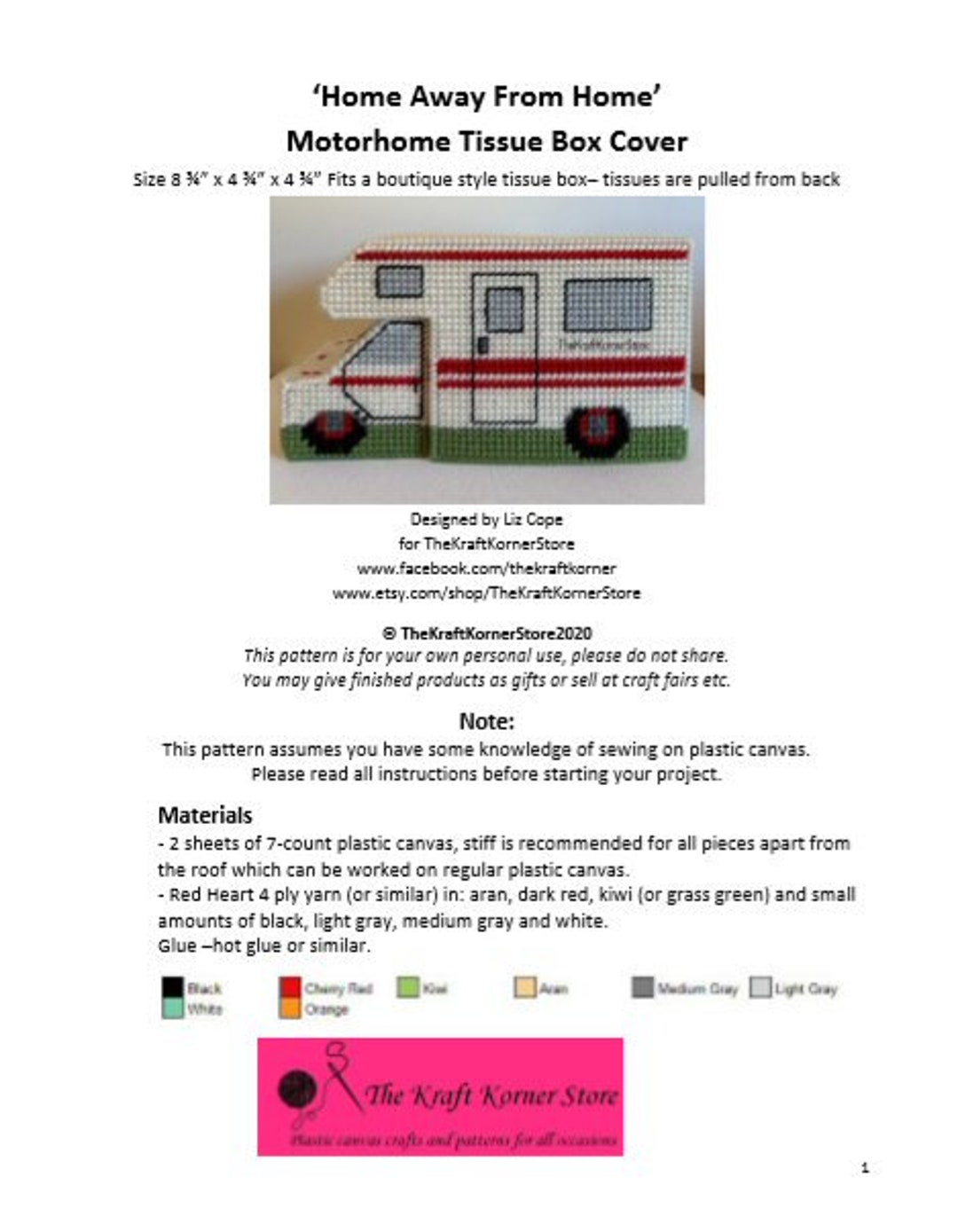 Pdf PATTERN - Motorhome Tissue Box Cover - Pdf Download - Etsy