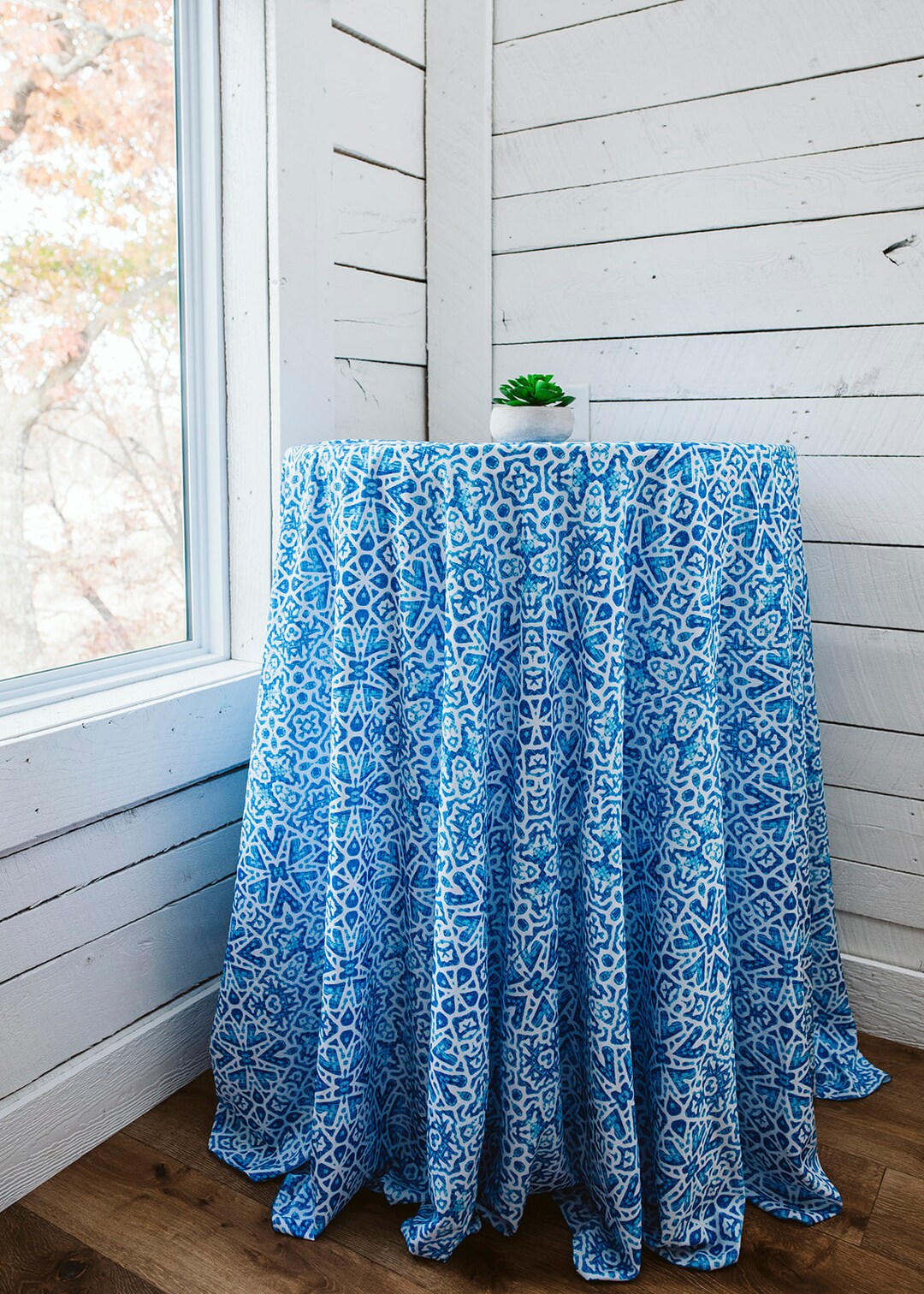 BLUE PATTERN TABLECLOTH - Round Tablecloth - Wedding Tablecloth - Blue ...