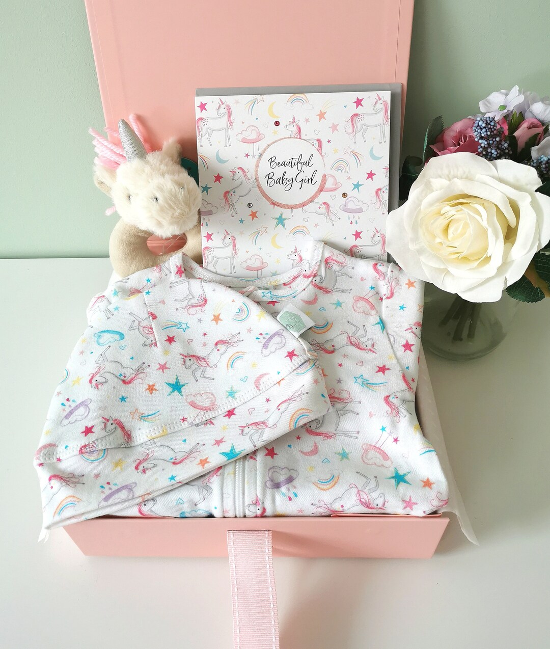 Unicorn Baby Girl Gift Set, Unicorn Baby Outfit, Baby Shower Gift Box ...