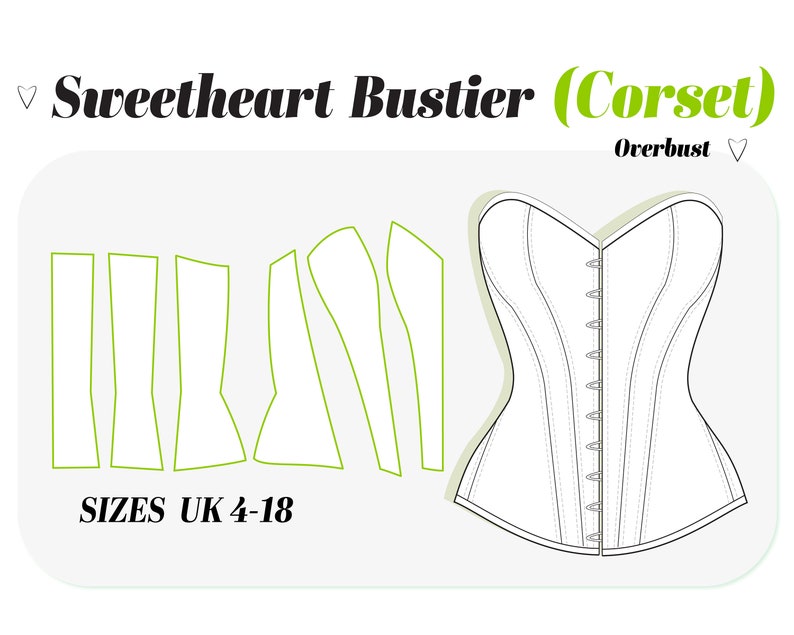 SWEETHEART CORSET Sewing Pattern Bustier Top Digital Pdf - Etsy