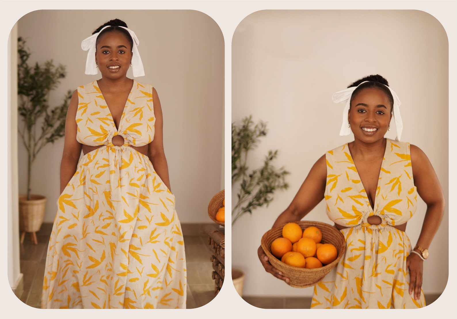 Keyhole V-neck Dress Sewing Pattern With Gathered Skirt, Ring Cutout ...