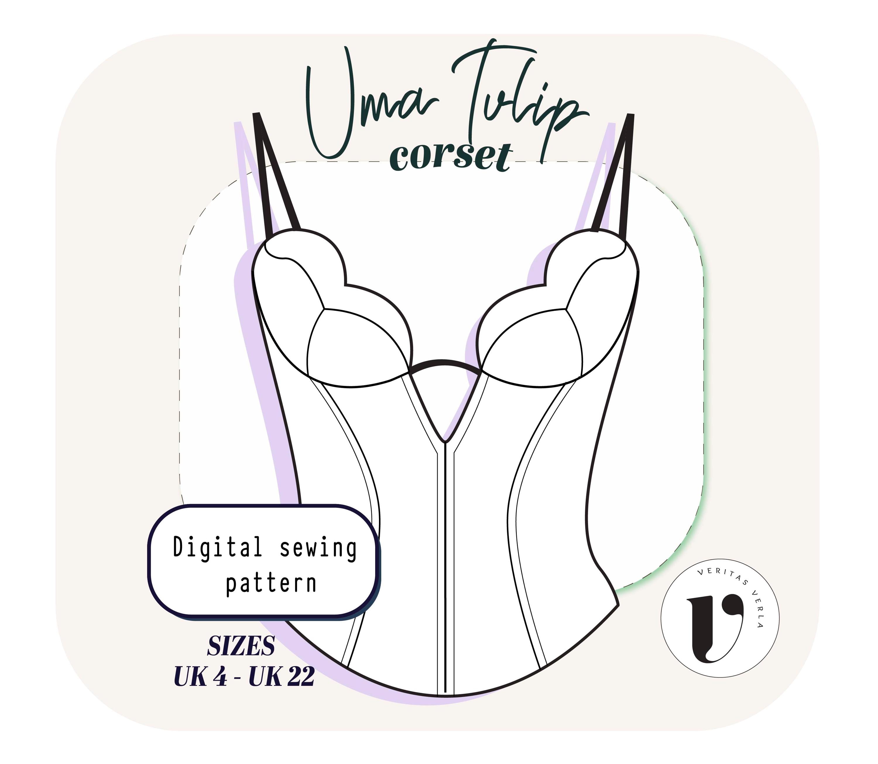 TULIP CORSET Digital Sewing Pattern PDF, Structured Cup Bustier, Lace ...