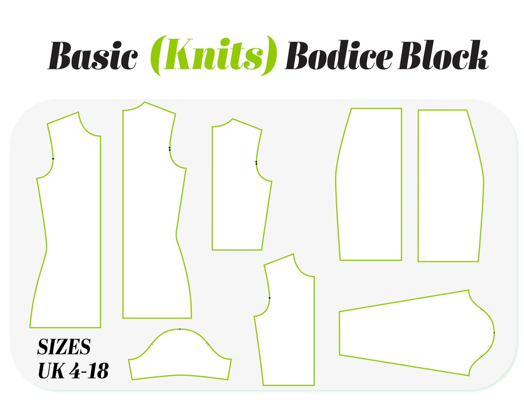 BASIC KNIT Block Pattern, Stretch Knit Sloper Block, Bodycon Dress Pdf ...