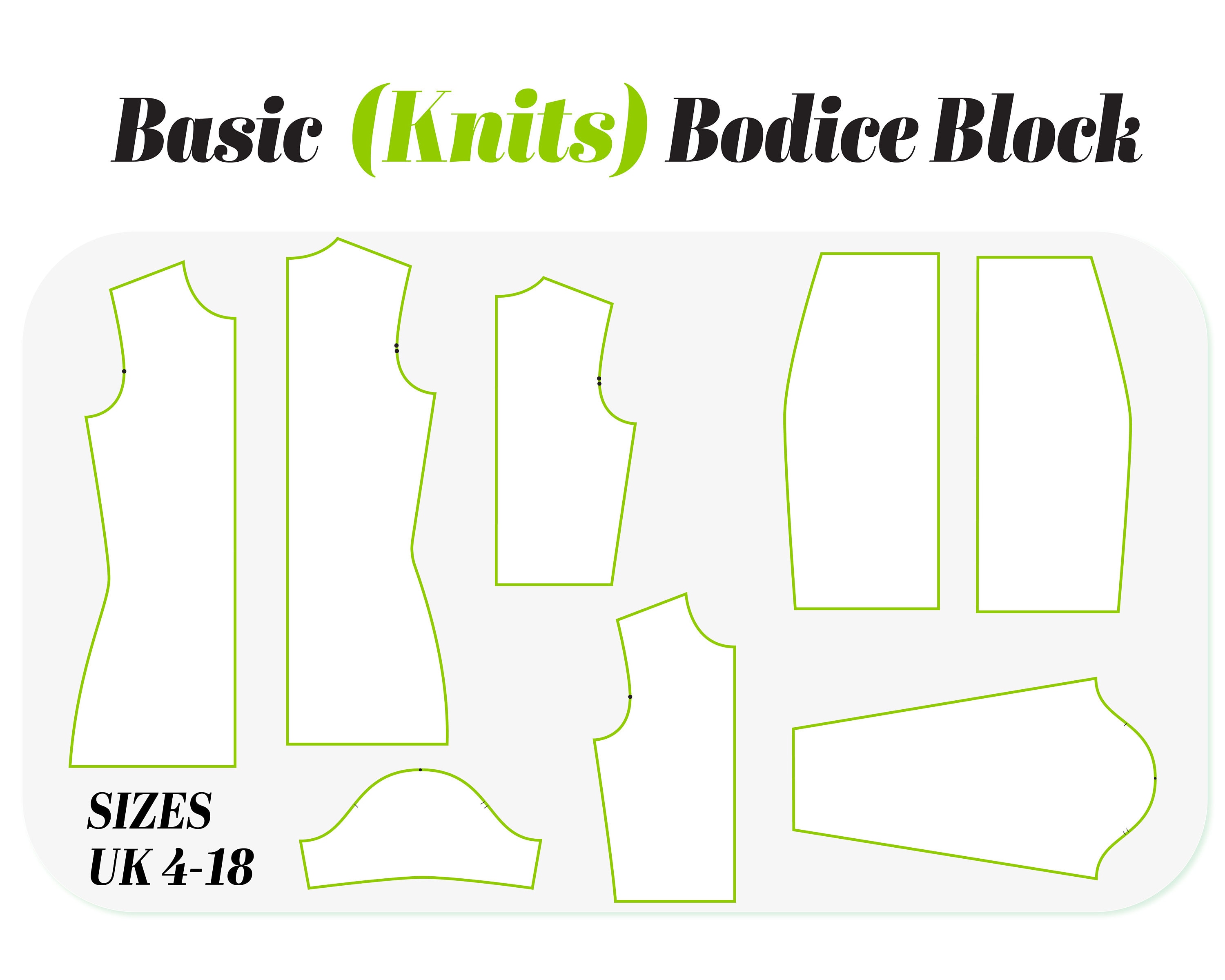 BASIC KNIT Block Pattern, Stretch Knit Sloper Block, Bodycon Dress Pdf ...