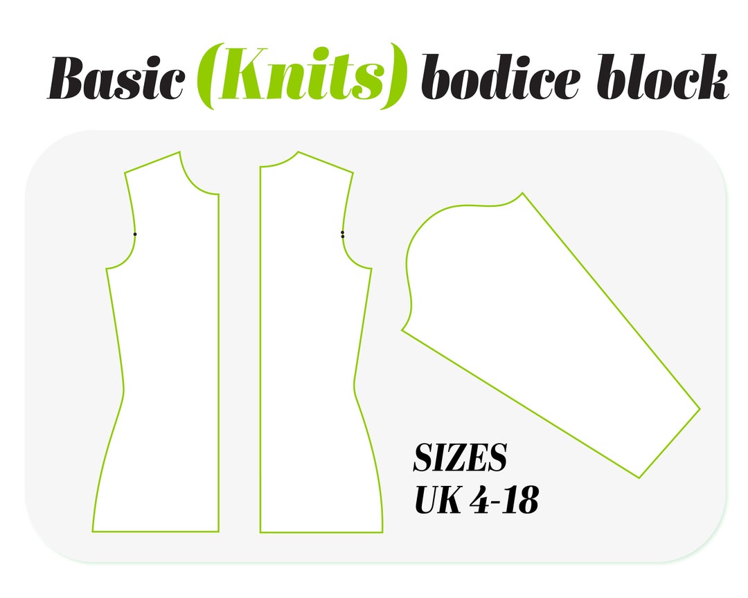 BASIC BODICE BLOCK (knits), Bodice Sloper, Knit Sloper, Basic Knit ...