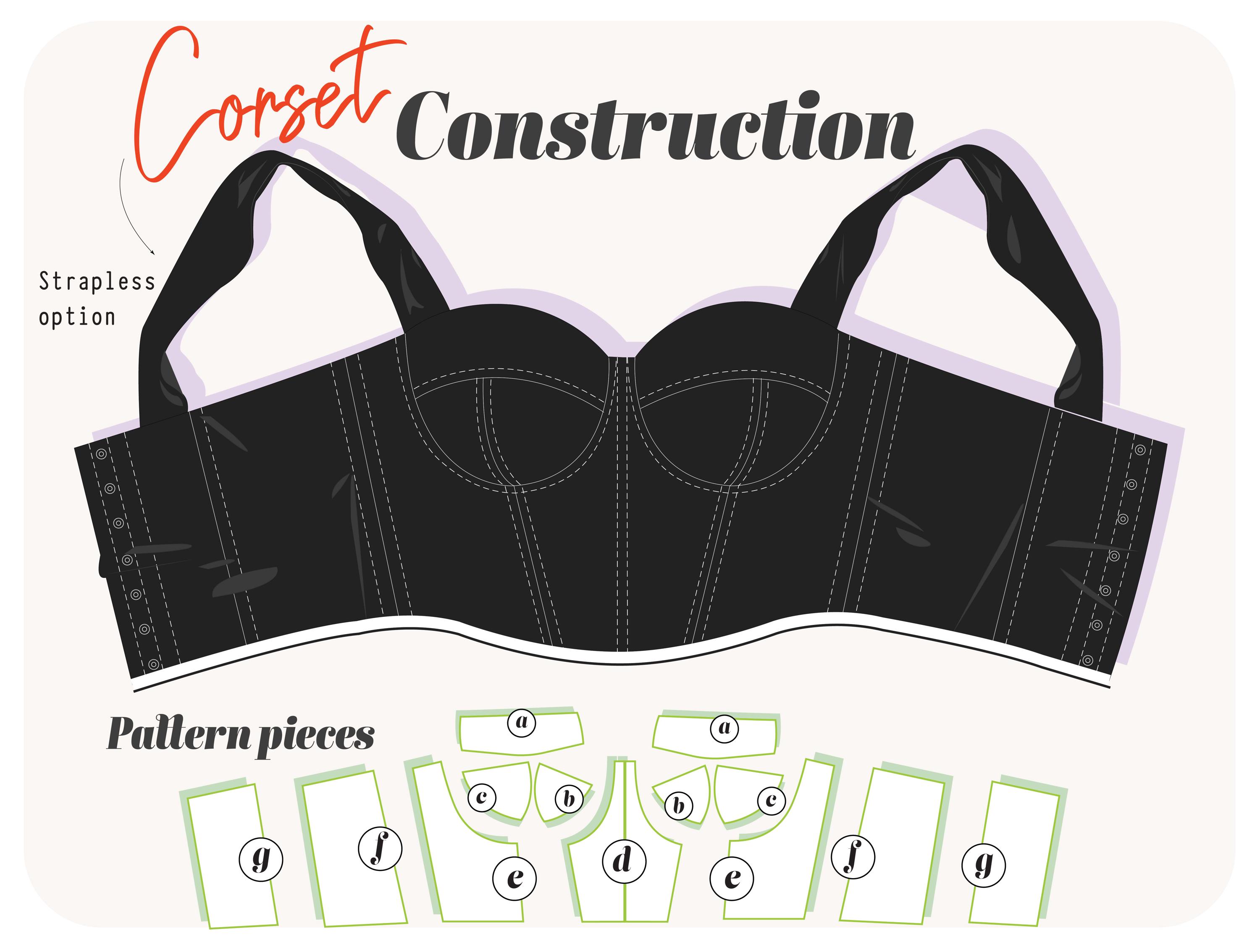 BRA CUP CORSET Sewing Pattern Digital Pdf, Underwire Bra Cup Bustier ...