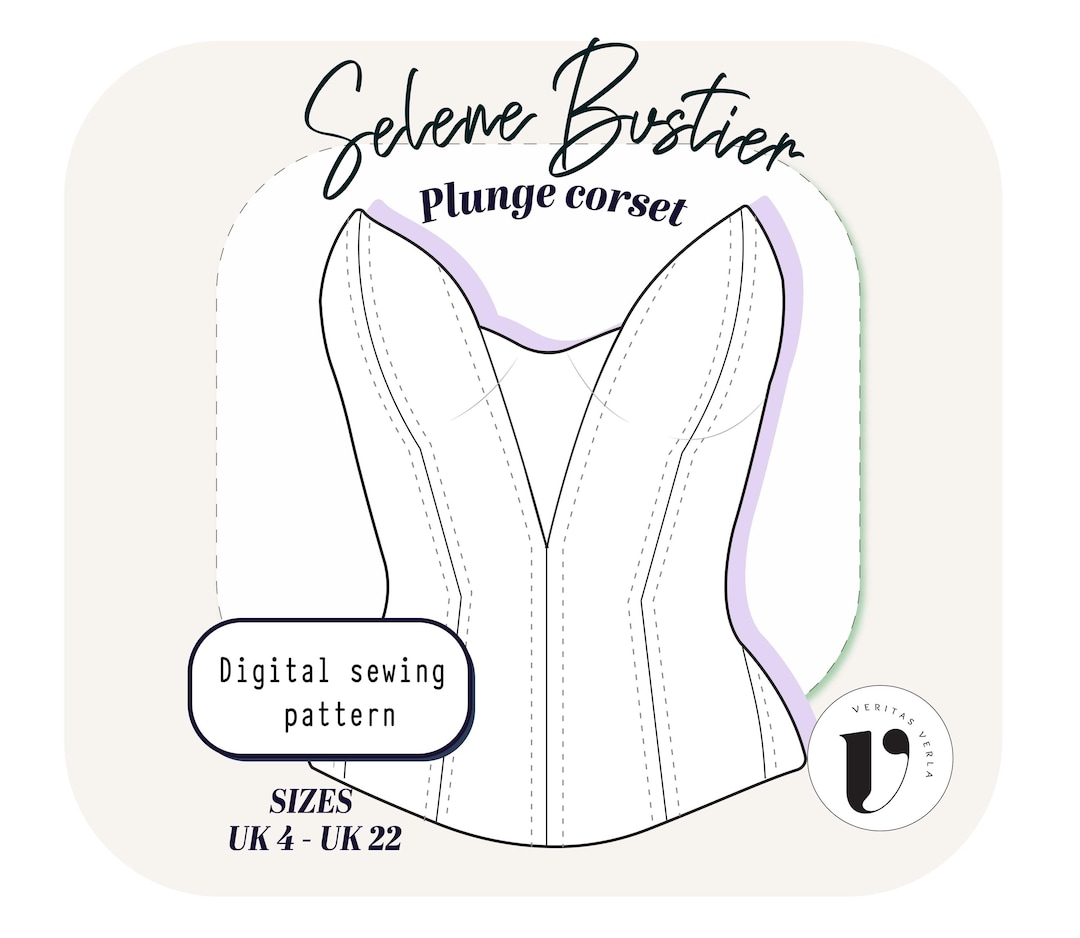 DEEP PLUNGE V Neck Corset Sewing Pattern Bustier Pattern PDF Lace-up ...